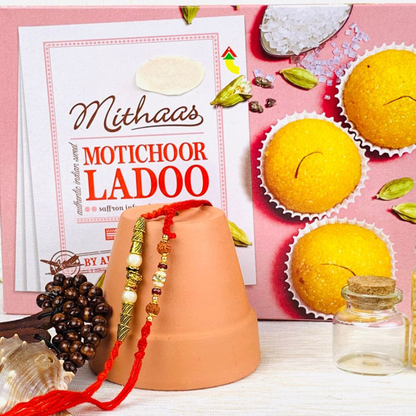 Send Pavitra Rakhi Set with Motichoor Laddu Online