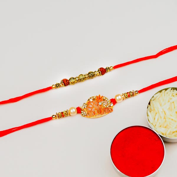 Send Pair of 2 Rudraksh & Big Brother Rakhi Online