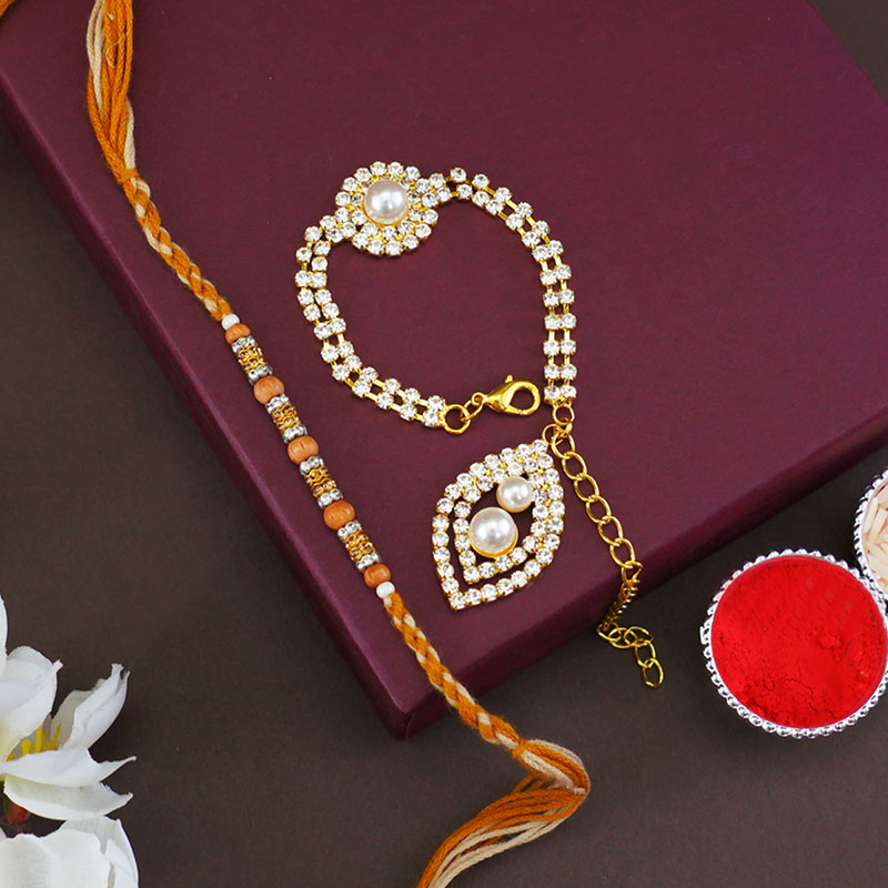 Send Beaded Designer Couples Rakhi Set Online